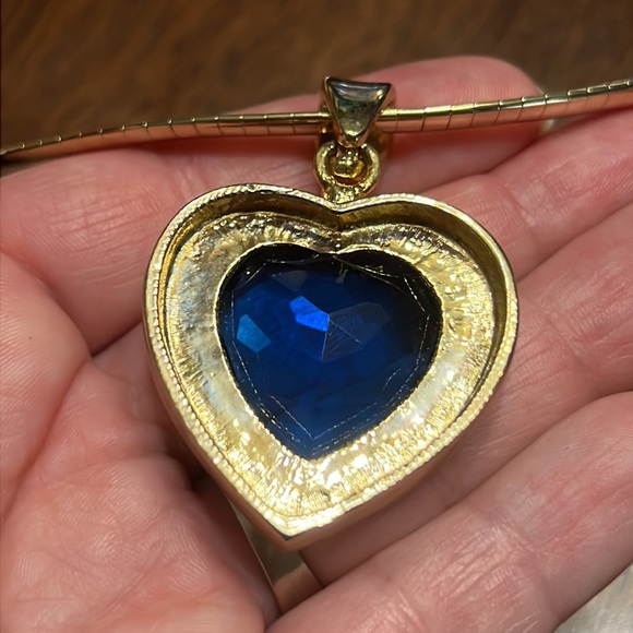 Vintage | Jewelry | Vintage 4kt Gold Plated Omega Chain Choker Blue ...